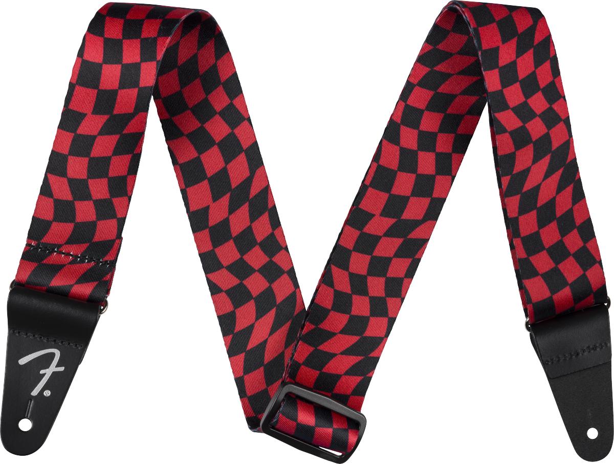 Fender Wavy Checkerboard Polyester Strap | Red | Shop Yandas Music