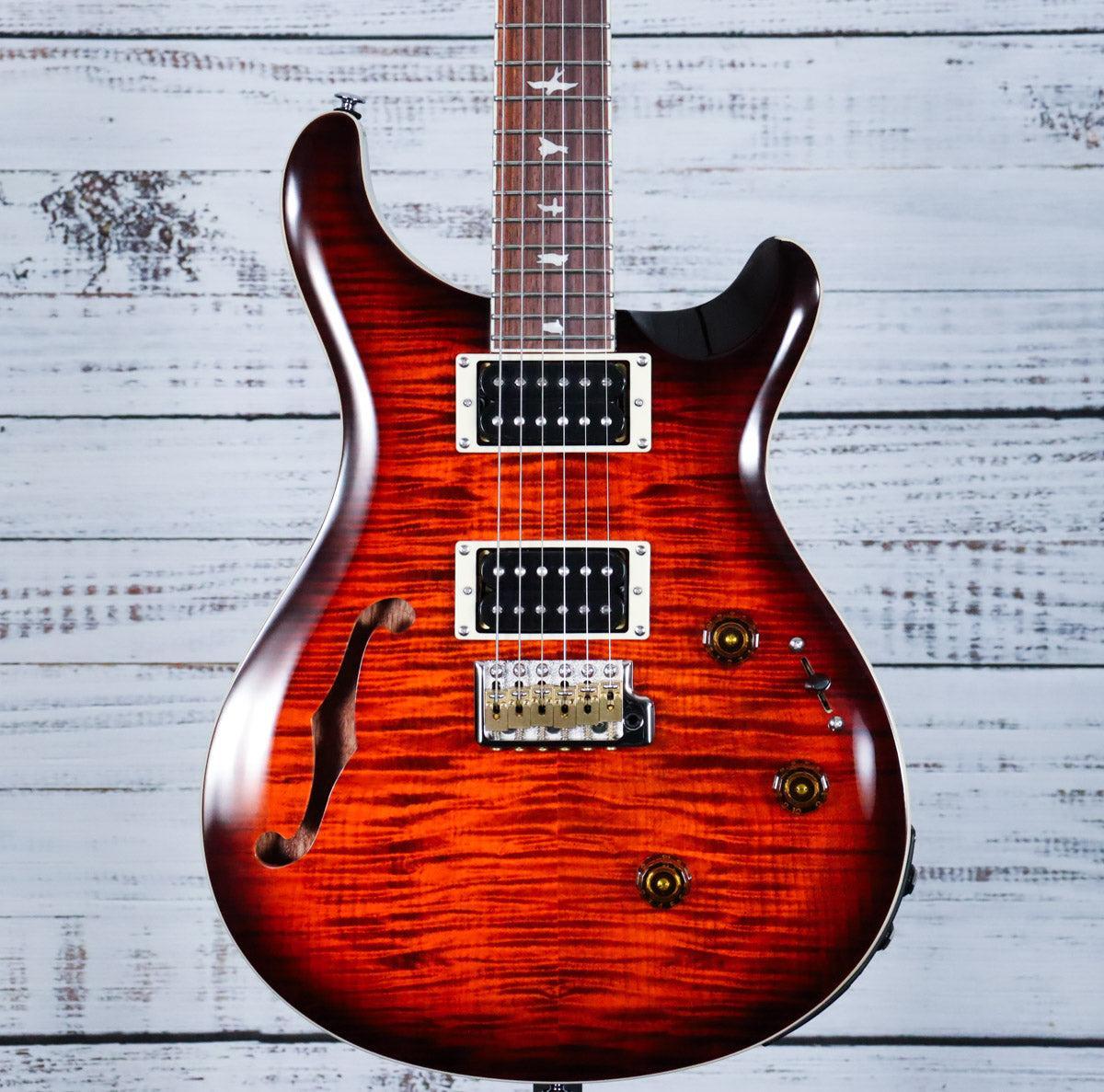 PRS SE Custom 24 Semi-Hollow Piezo | Orange Tiger Smokeburst | Yandas